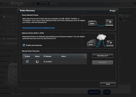 drobo fs not visible on dashboard or mappable but visible on network backend r drobo