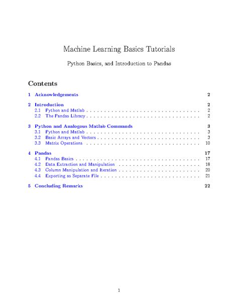 Ml Basics Python Matlab And Pandas Machine Learning Basics