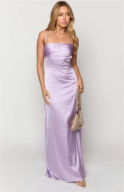 Blaise Lilac Satin Maxi Dress Beginning Boutique