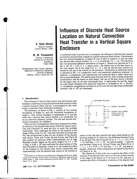 Pdf Influence Of Discrete Heat Source Location On Natural Convection Heat Transfer In A