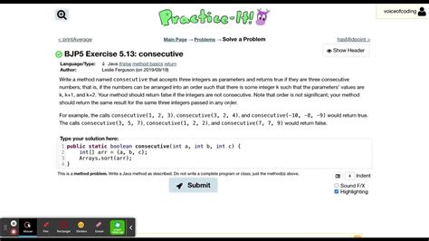 Exercise 513 Consecutive Java Tutorial Practice It Youtube
