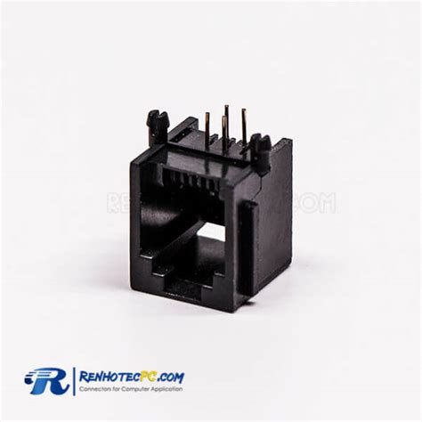 Rj45 90 Degree Connector Female 1 Port 4p Black Gold Plated Unshield