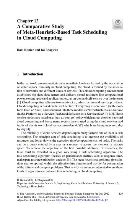 Pdf A Comparative Study Of Meta Heuristic Based Task Scheduling In