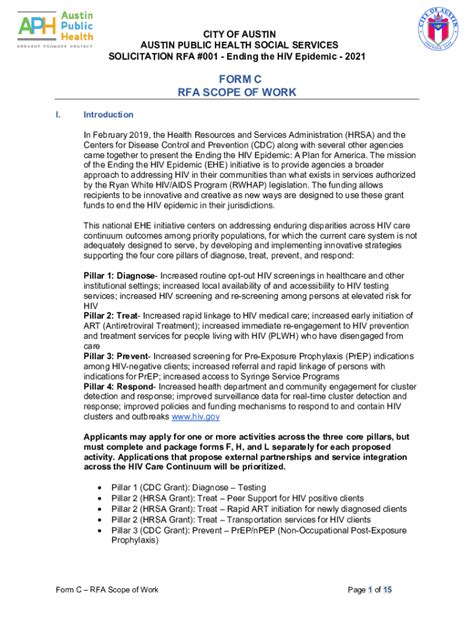 Fillable Online FORM C RFA SCOPE OF WORK AustinTexas Gov Fax Email Print PdfFiller