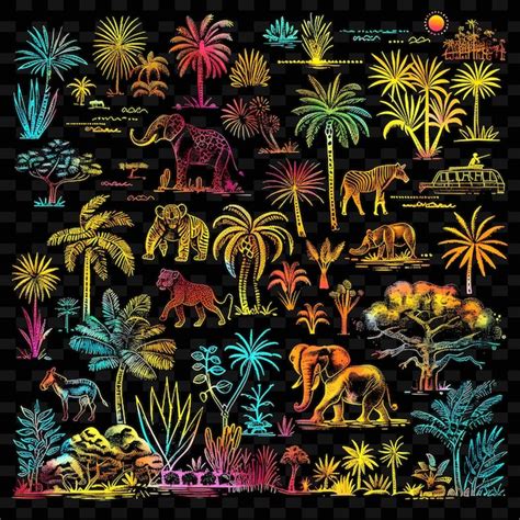 Premium Psd Png Safari Tape Decal With Designs Inspired By African Wildlife Creative Neon Y2k