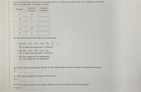 Solved You Are Conducting A Multinomial Hypothesis Test