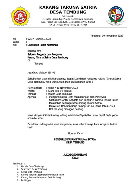 Contoh Surat Undangan Karang Taruna Untuk Kepala Desa Terbaru Hot Sex