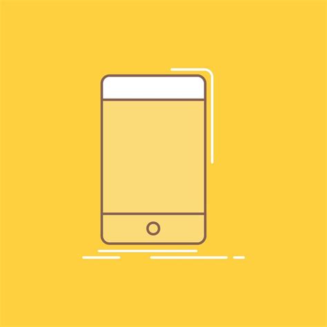 game gaming start mobile phone flat line filled icon beautiful logo button over yellow