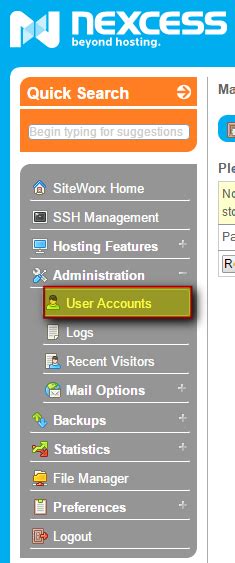 How To Edit Settings For Siteworx User Accounts Nexcess