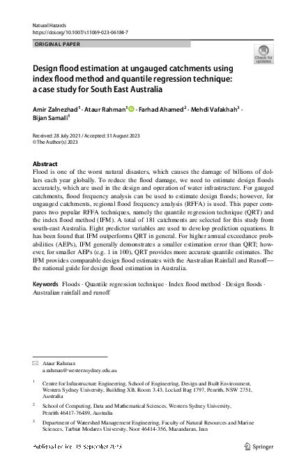Pdf Design Flood Estimation At Ungauged Catchments Using Index Flood Method And Quantile