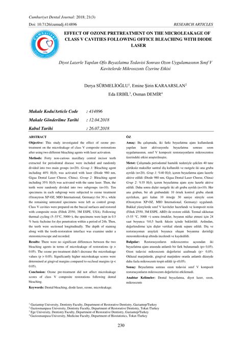 Pdf Effect Of Ozone Pretreatment On The Microleakage Of Class V Cavities Following Office