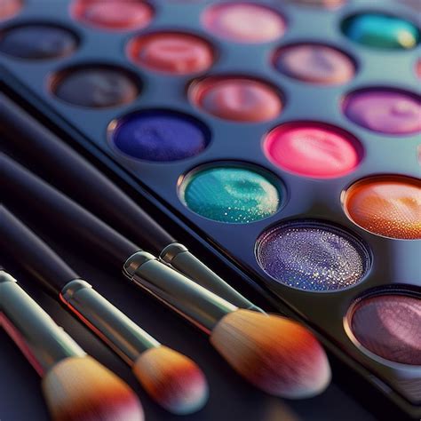 3d Rendered Photos Of Detailed Cosmetics Makeup Brushes Eyeshadow