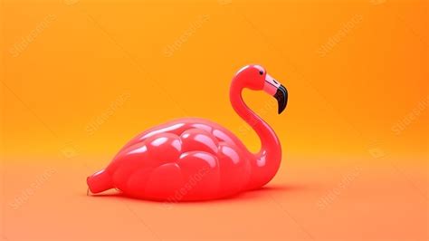 무료 플라밍고 재미있는 3d 렌더링된 풍선은 여름 장식에 적합한 격리된 주황색 배경 위에 쉽게 떠다닙니다 Ppt 배경 Slidesdocs