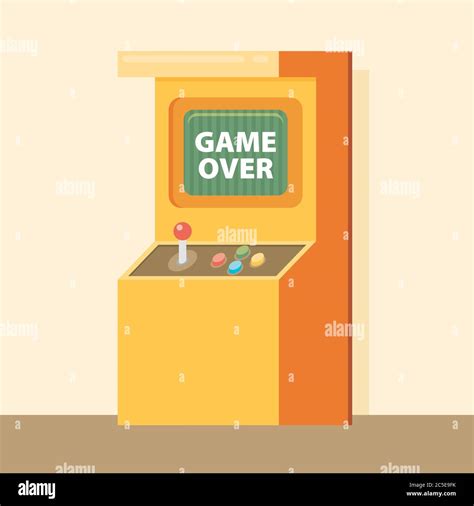 Retro Arcade Machine With Game Over Message Flat Style Vector Illustration Stock Vector Image