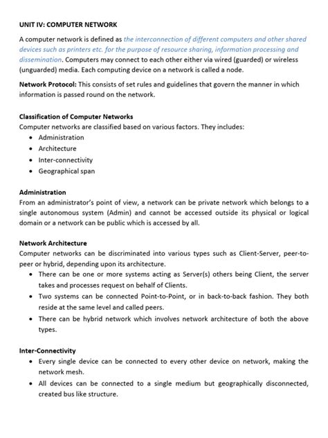 Ict Noteunit Iv Pdf Computer Network Network Topology