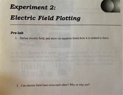 Solved Experiment 2 Electric Field Plotting Pre Lab Define Electric 1 Answer Transtutors