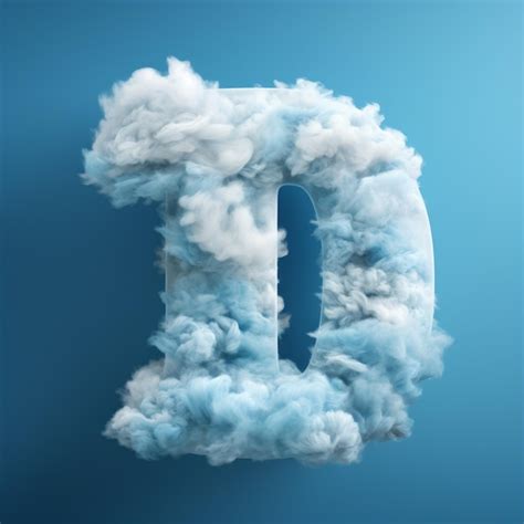 Premium AI Image Dreamy Cloud Letter D On Blue Background Meticulous Photorealistic Still Life