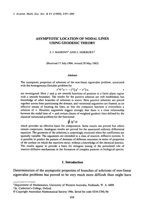 Pdf Asymptotic Location Of Nodal Lines Using Geodesic Theory