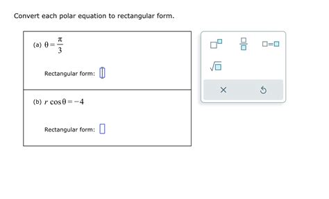 solved convert each polar equation to rectangular