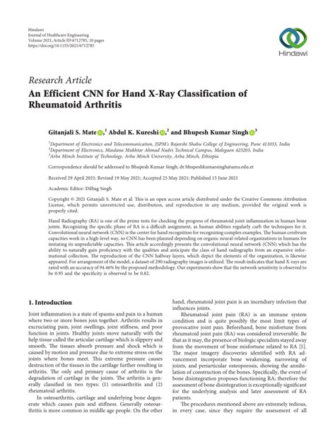 Pdf An Efficient Cnn For Hand X Ray Classification Of Rheumatoid Arthritis