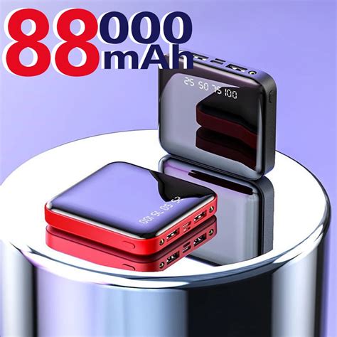 미니 88000mah 휴대용 보조 배터리 2 Usb Lcd 디지털 디스플레이 고속 충전 외부 배터리 아이폰 샤오미 화웨이용