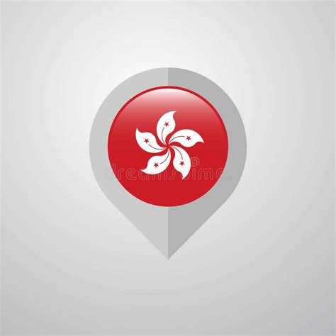 Map Navigation Pointer With Hongkong Flag Design Vector Stock Vector