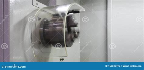 The Machining Safety Guard And Emergency Stop Button For Lathe Machine Royalty Free Stock Photo