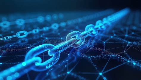 Digital Illustration Secure Blockchain Network Blue Tones Show