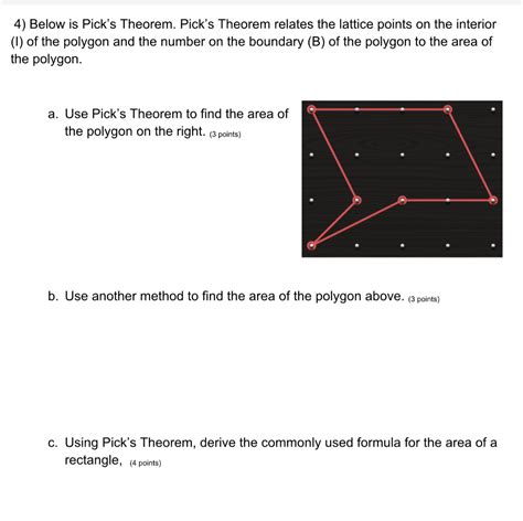 Solved 4 Below Is Picks Theorem Picks Theorem Relates
