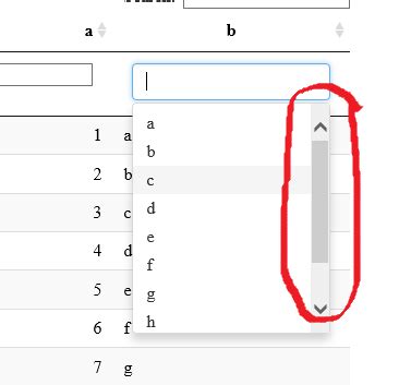 I Can Not Select The Scroll Bar In Datatable Factor On Internet