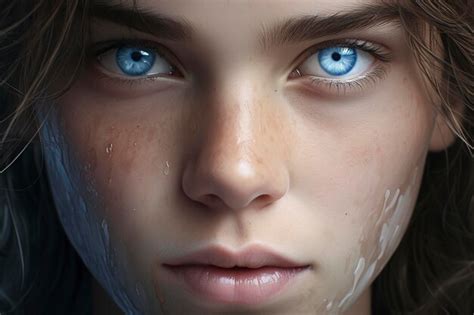 Premium Ai Image A World In Which Females And Males Have The Same Face Blue Eyes