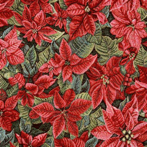 Lurex Poinsettia Tapestry Fabric Remnant House Fabric