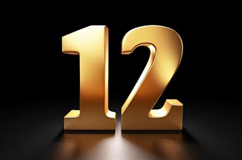 Premium Photo Gold Number 12 Twelve On Black Background