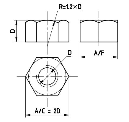 Machine Drawing Nut