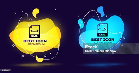 검정 Xml 파일 문서 아이콘입니다 격리 된 Xml 버튼 아이콘을 다운로드 합니다 Xml 파일 기호입니다 액체 색상 추상적인 기하학적 모양의 집합입니다 벡터 일러스트 0명에