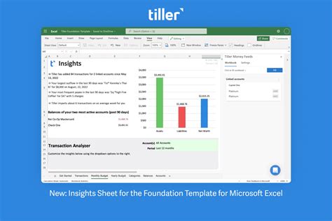 New Insights Sheet Now Available For Tiller Foundation Template For Microsoft Excel Tiller