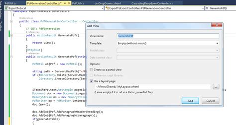 Generate Pdf In MVC