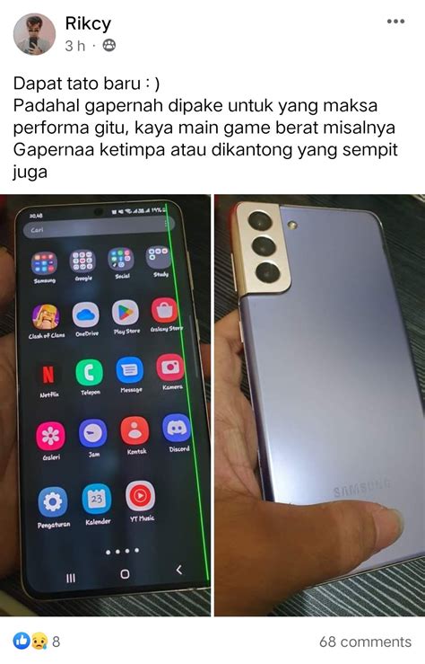 Alvin On Twitter Found Someone With A Galaxy S21 That Has This Green Line Issue On Facebook