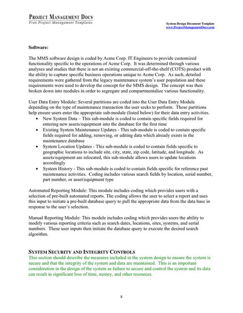 System Design Document Template In Word And Pdf Formats Page Of