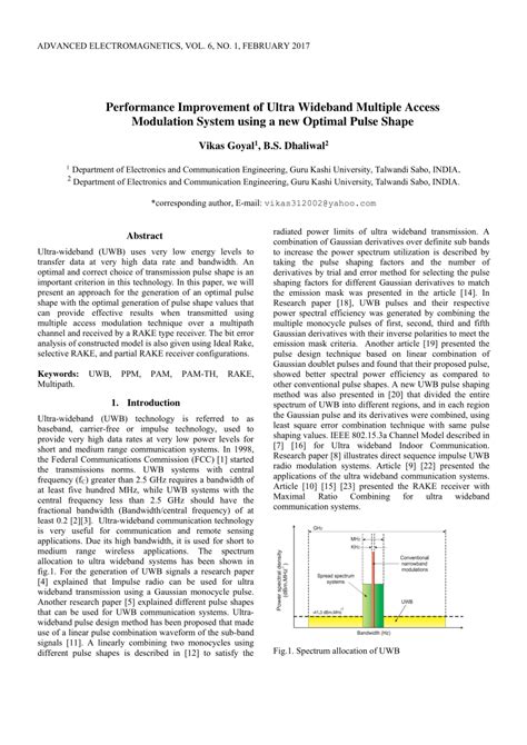 Pdf Performance Improvement Of Ultra Wideband Multiple Access