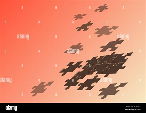 Jigsaw Puzzle Pieces Hovering Above Blank Space Merging Together