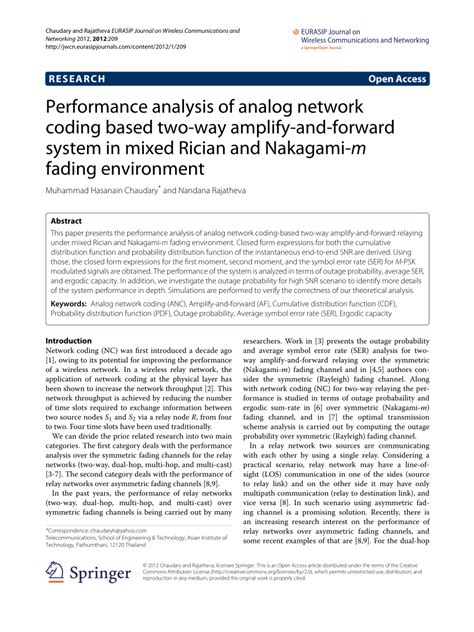 Pdf Performance Analysis Of Analog Network Coding Based Two Way