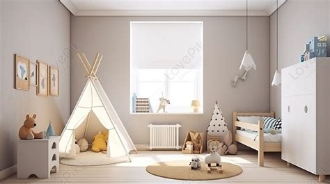 어린이 방을 위한 스칸디나비아 스타일의 3d 인테리어 렌더링 자녀의 공간에 매력을 더해보세요 어린 배경 테리 배경 린이 배경 이미지 Hd 어린 테리 린이 배경
