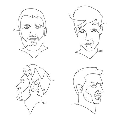 Man One Line Art Drawing Face Portrait Continuous Line Art Drawing