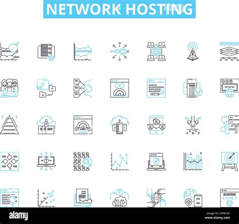 Network Hosting Linear Icons Set Cloud Server Virtualization Bandwidth Colocation