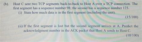 Solved B Host C Sent Two TCP Segments Back To Back To Chegg