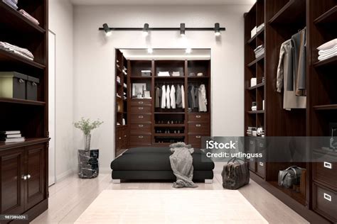 아름 다운 나무 가로 옷장 하 고 옷장에 걸어입니다 3 차원 일러스트 레이 션 가득 찬에 대한 스톡 사진 및 기타 이미지