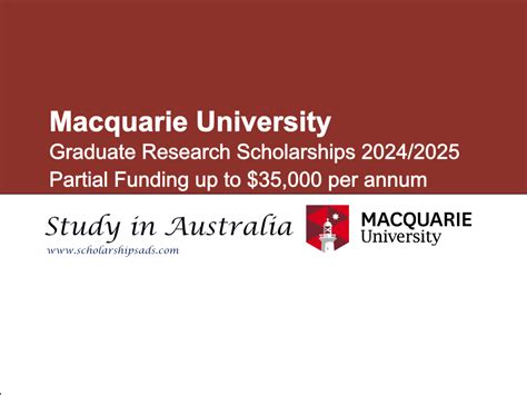Macquarie University Sydney Australia Graduate Research Scholarships 2024 2025