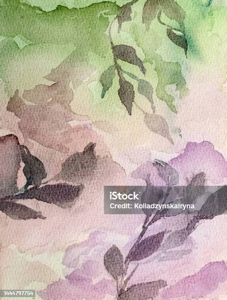 섬세한 나뭇가지와 나뭇잎이 있는 화려한 수채화 배경 수채화 종이 질감입니다 손으로 그린 식물 배경 청첩장 휴일 카드 결혼식에