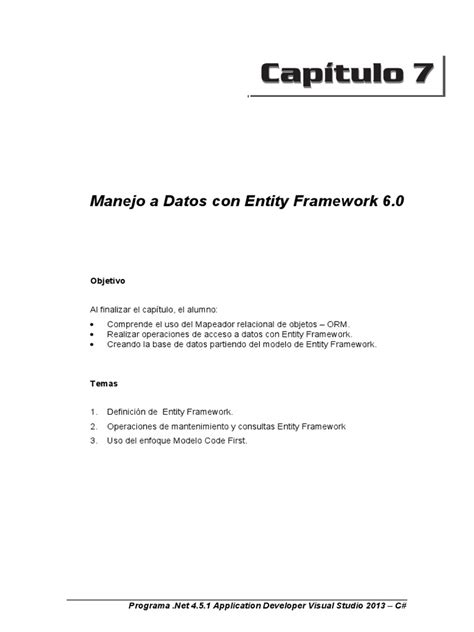 capitulo 7 entity framework 6 0 c pdf marco de la entidad consulta integrada de idiomas
